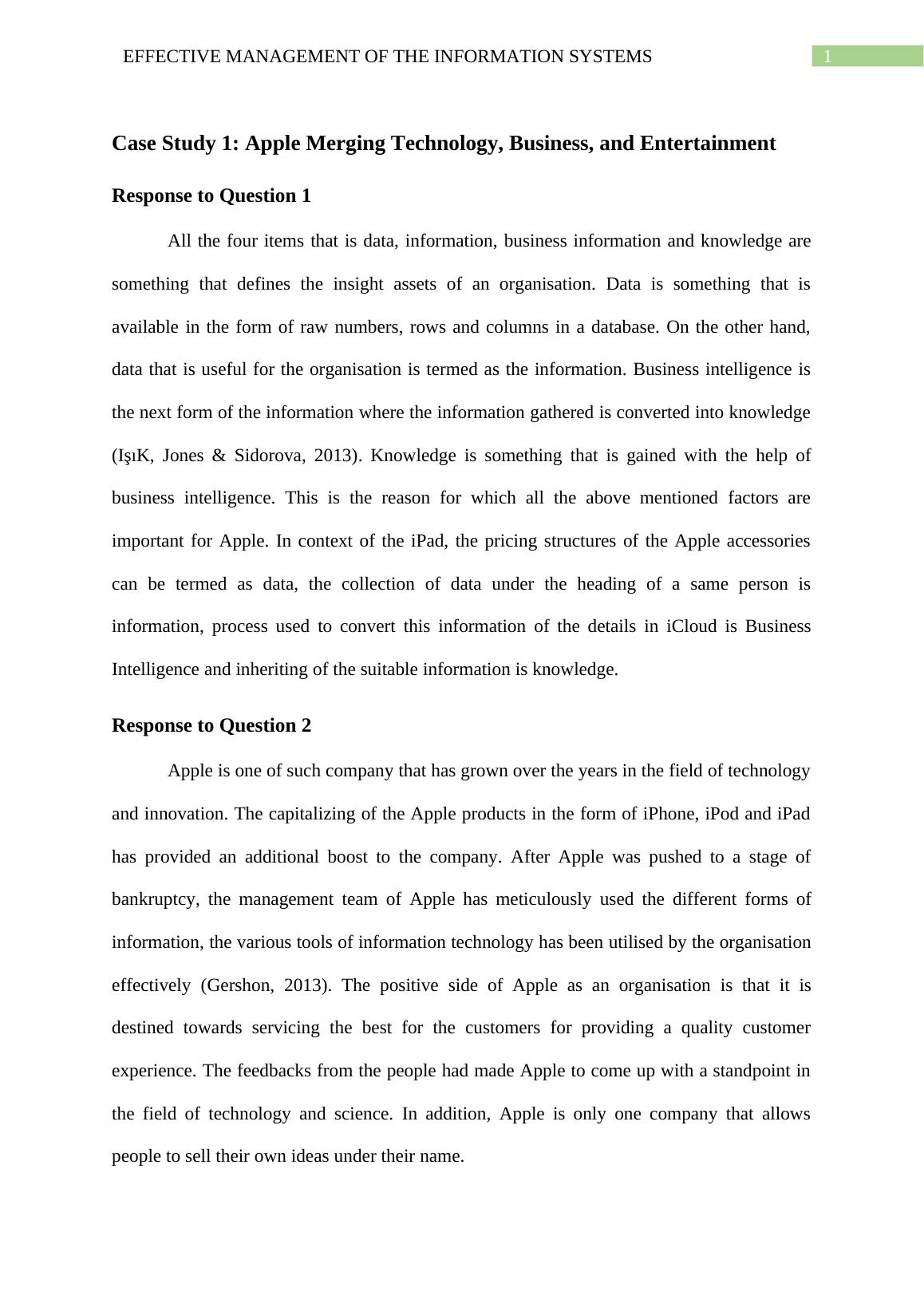 Effective Information Systems Management Case Study Analysis