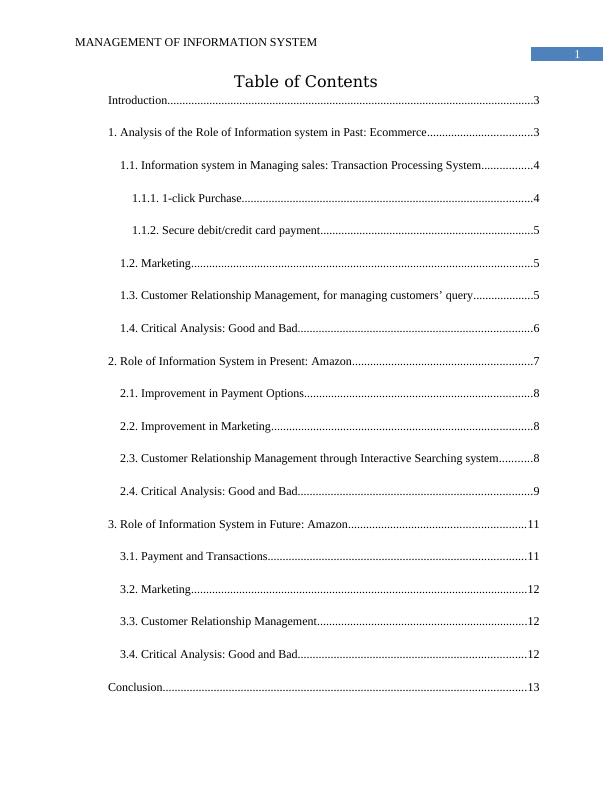 Management of Information Systems: Amazon Case Study Report