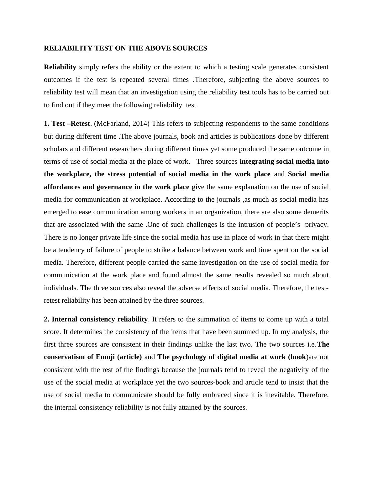 Analyzing Source Reliability for Workplace Social Media