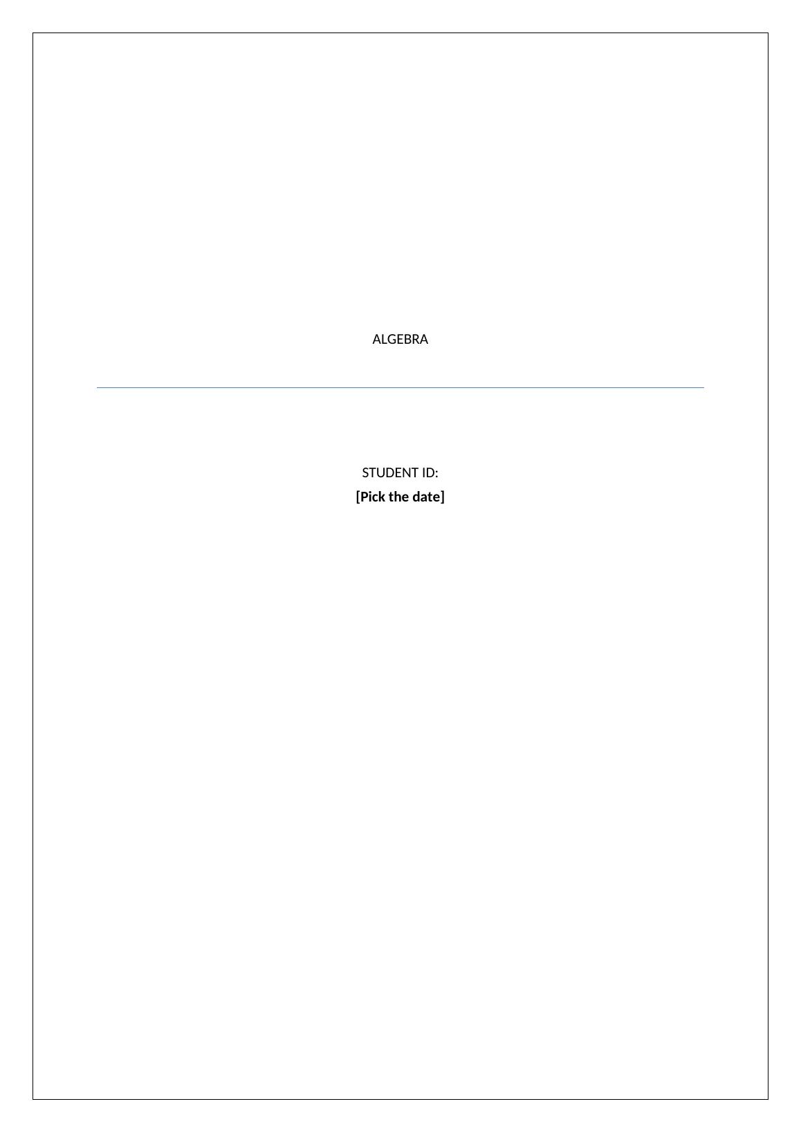 Assignment on Algebra 2022