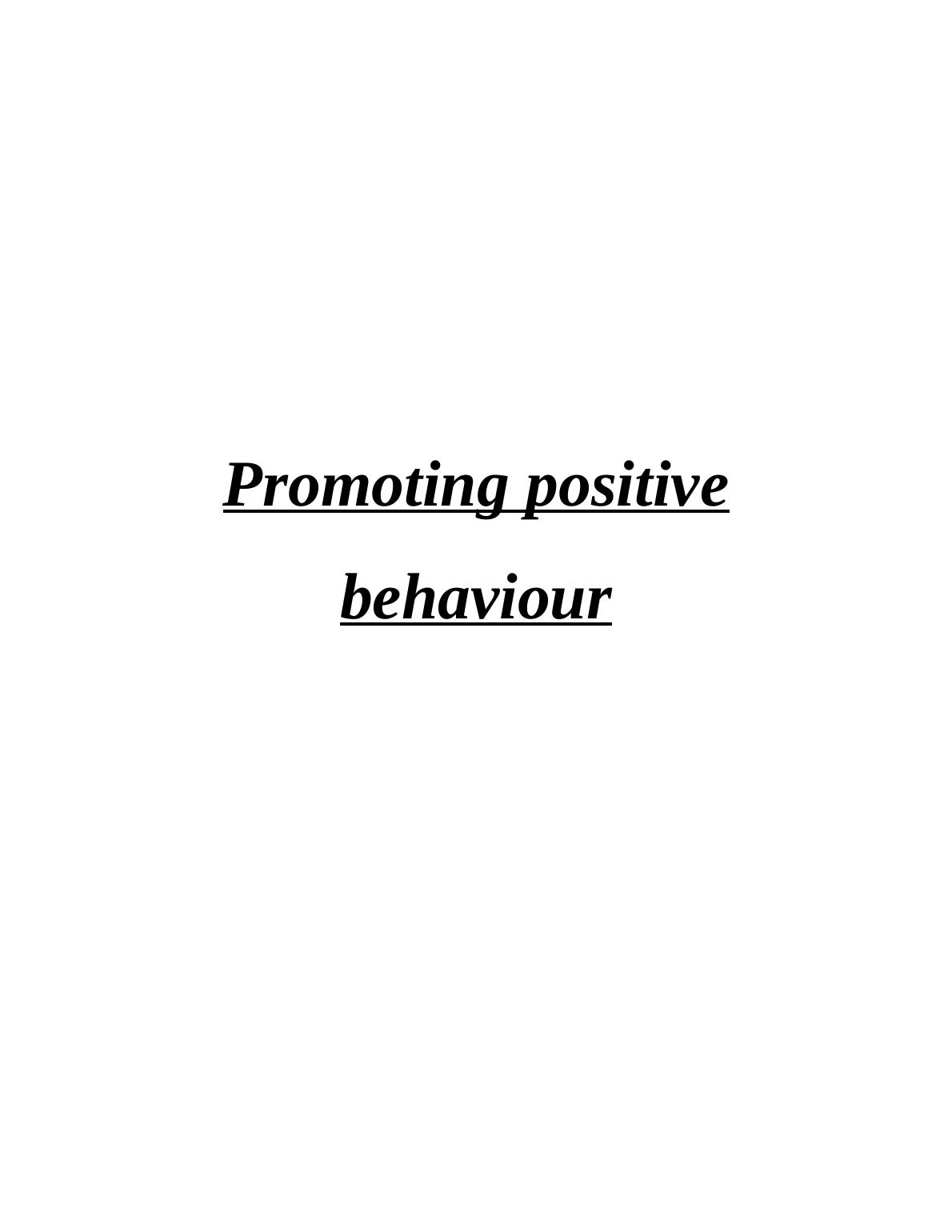 Promoting Positive Behaviour