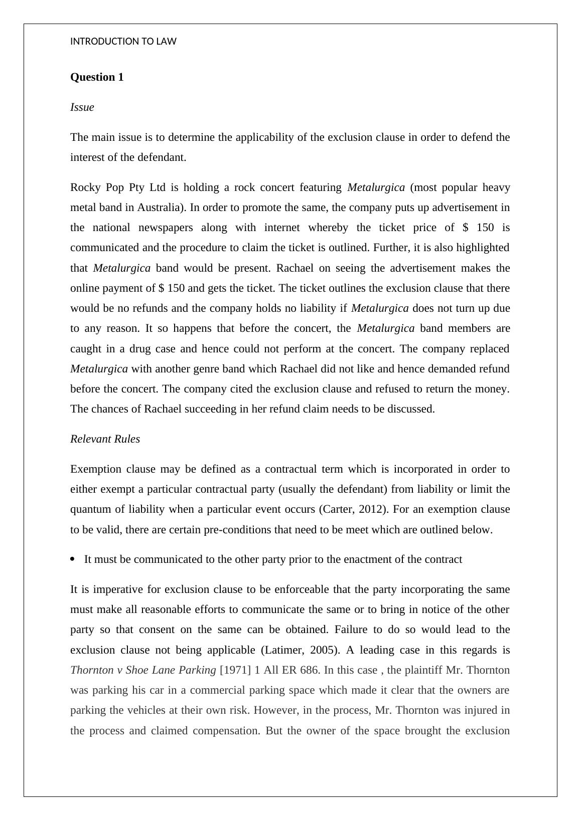 Contract Law and ACL: Exclusion Clauses and Consumer Rights