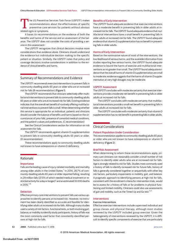 Clinical Review: Fall Prevention & USPSTF Guidelines