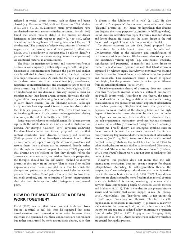 Freud's Dream Interpretation: A Different Perspective Based on the Self-Organization Theory of ...