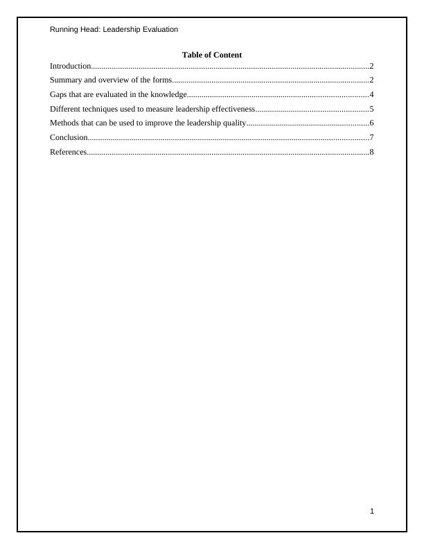 Leadership Evaluation: Improving Leadership Quality
