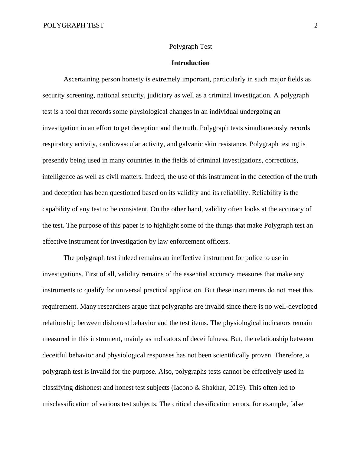 Forensic Psychology: Evaluating Polygraph Test Effectiveness