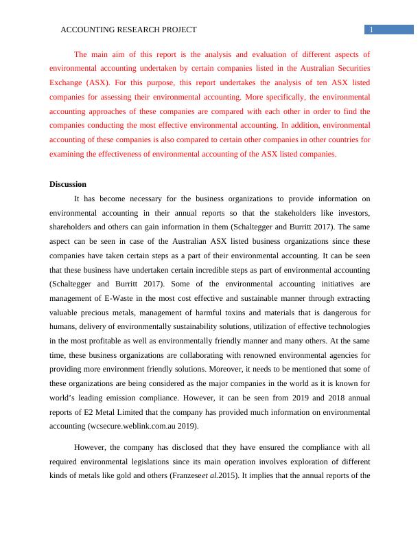 Research Project Accounting 2022