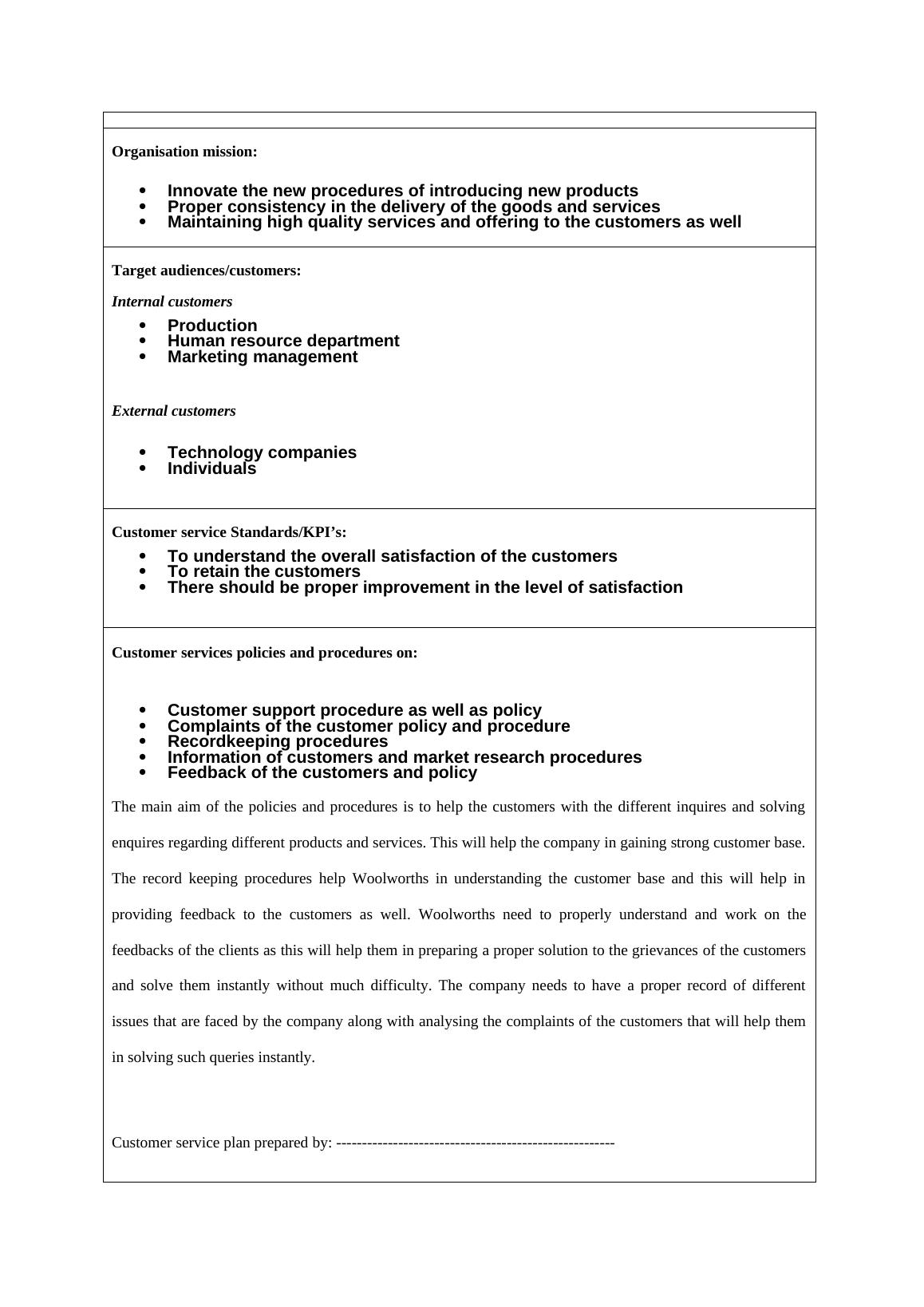 Woolworths: Customer Service Strategies and Analysis