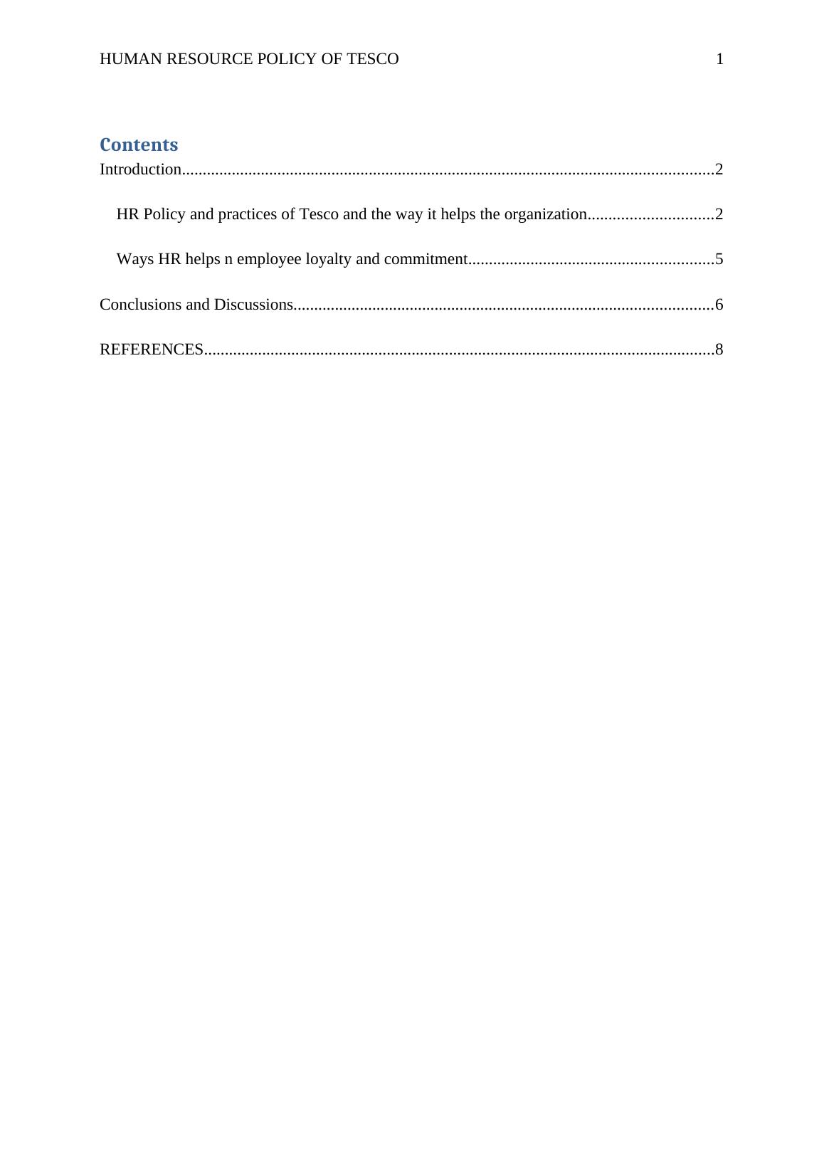 Human Resource Policies of Tesco
