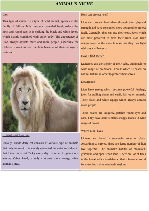 Finding an Animalâ€™s Niche.