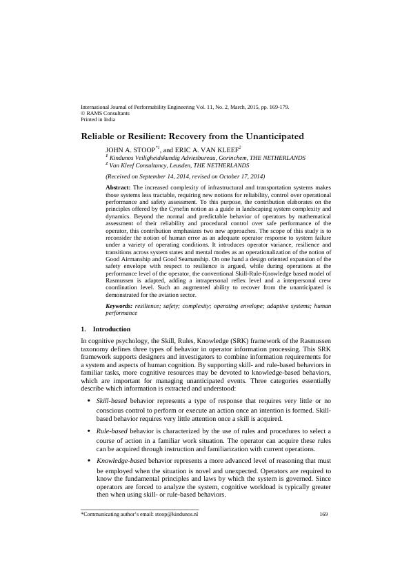 Reliability and Resilience in Aviation System Performance
