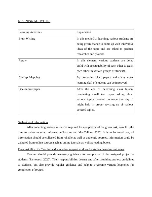 Assist in facilitation of student learning