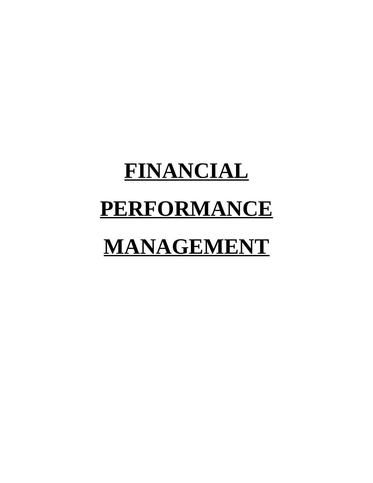 Financial Performance Management - Desklib