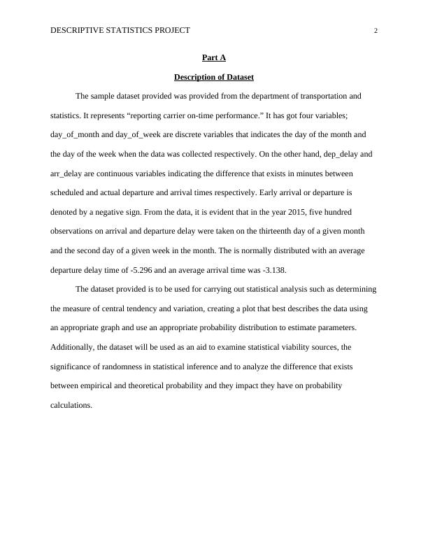 Descriptive Statistics Project: Statistical Analysis