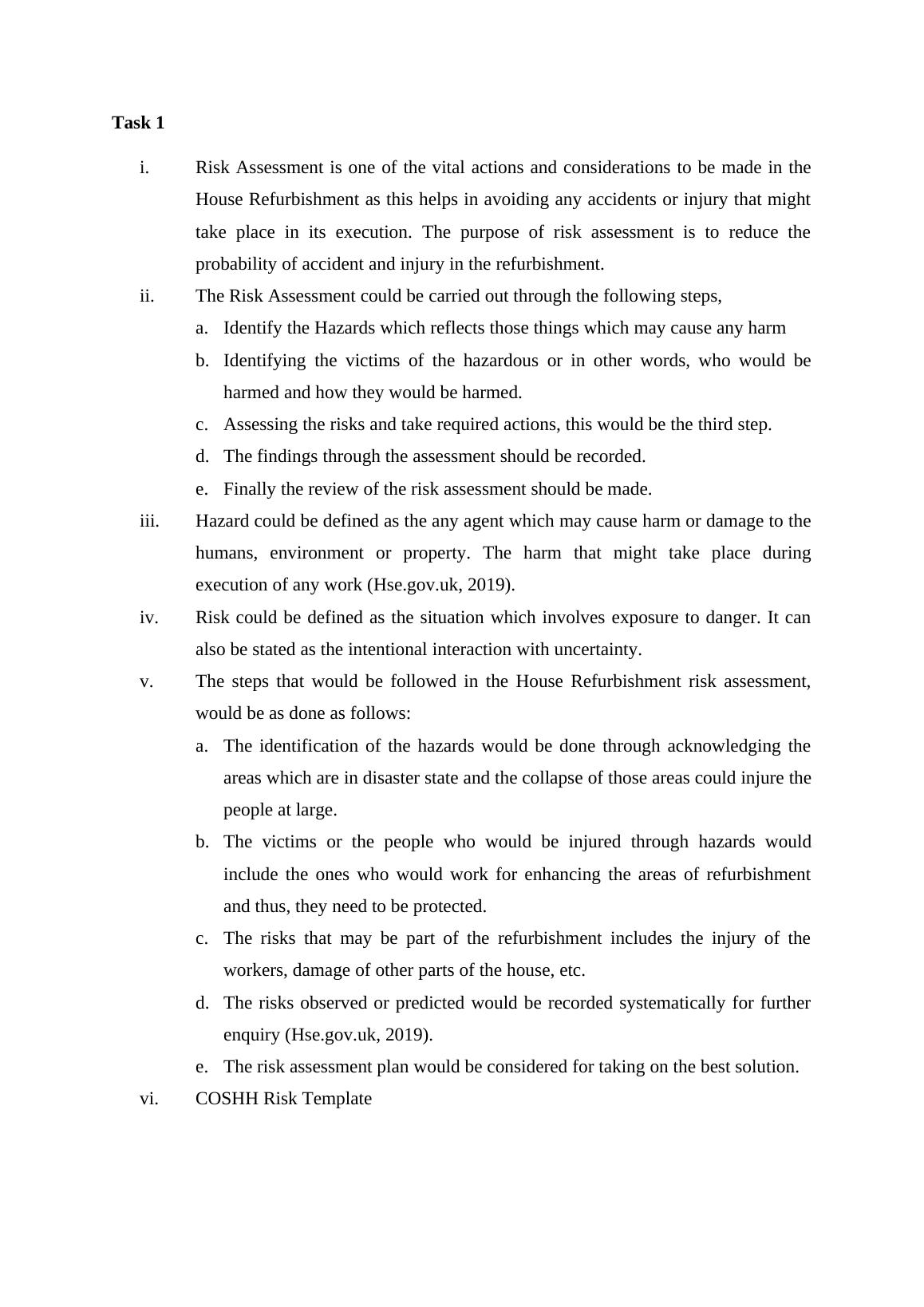 Health and Safety in House Refurbishment: Risk Assessment