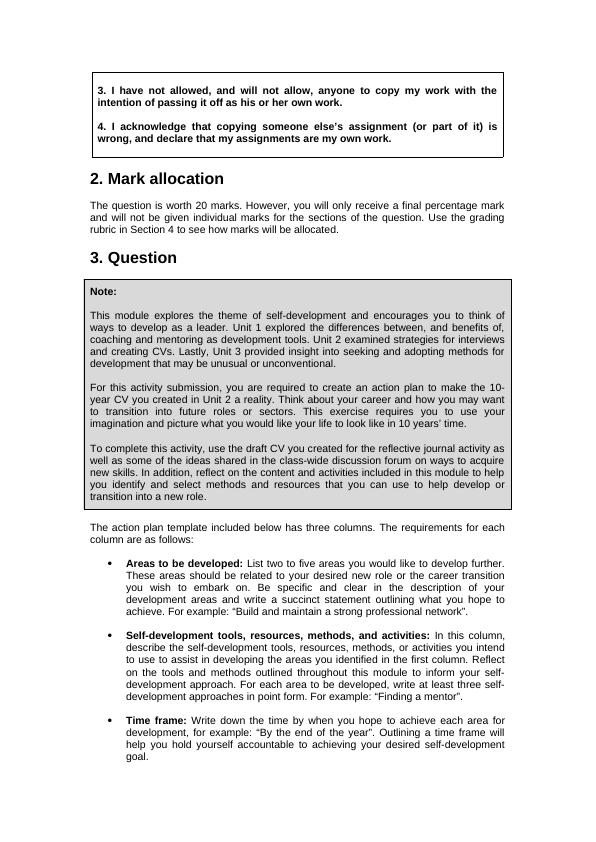University M5 U3: 10-Year Self-Development Action Plan