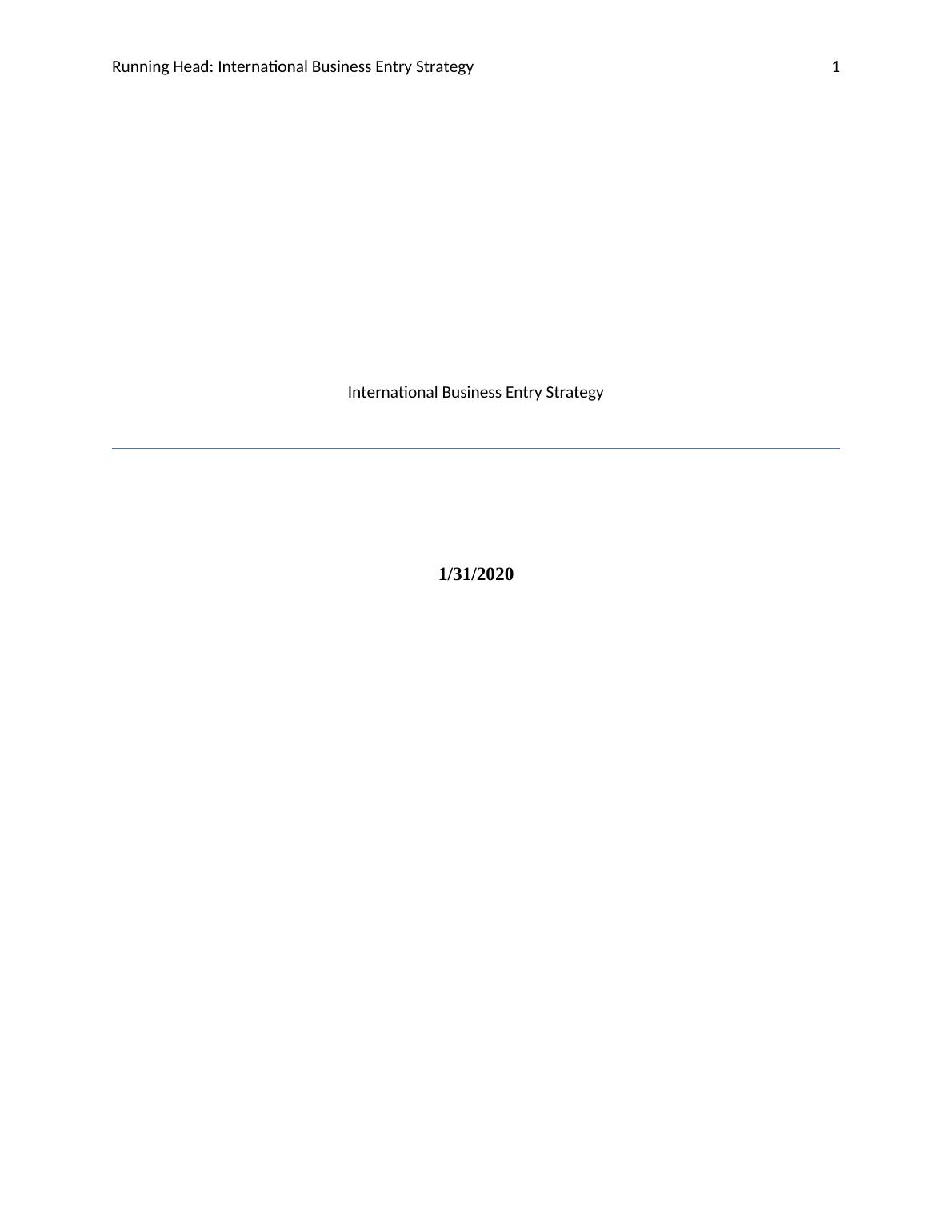 International Business Entry Strategy