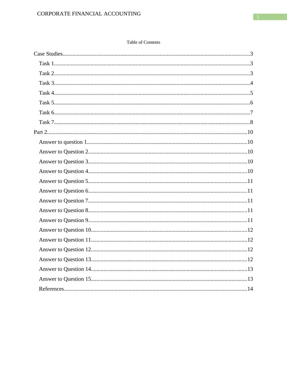 Corporate Financial Accounting Case Study Solutions