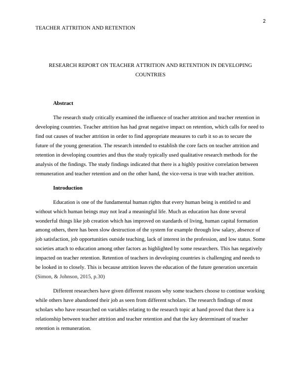 Analyzing Teacher Attrition and Retention Research Report