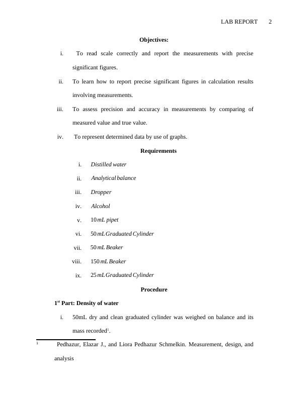 Lab Report Analysis: Measurement and Significant Figures