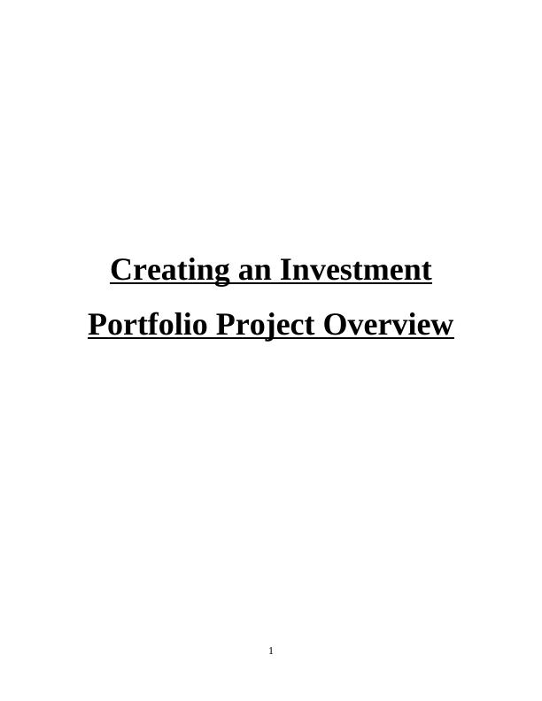 Investment Portfolio Project Overview