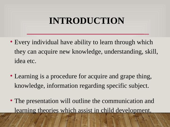 Learning & Assessment: Communication Theories and Models