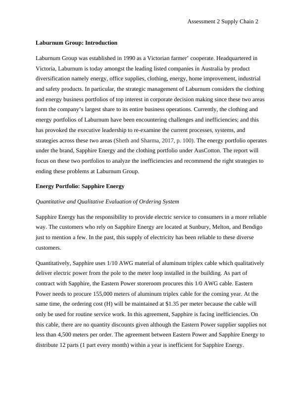 Supply Chain Analysis and Recommendations for Laburnum Group