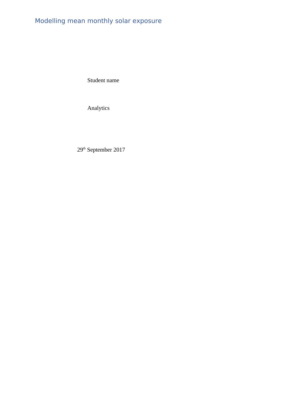 Modelling Mean Monthly Solar Exposure