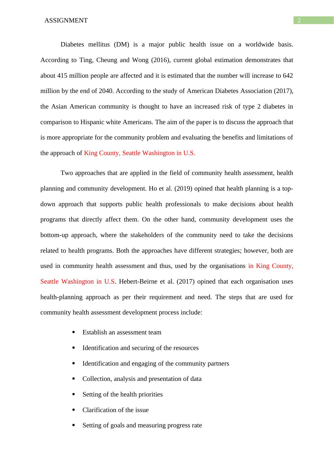Health Planning and Community Development Approaches for Diabetes Mellitus