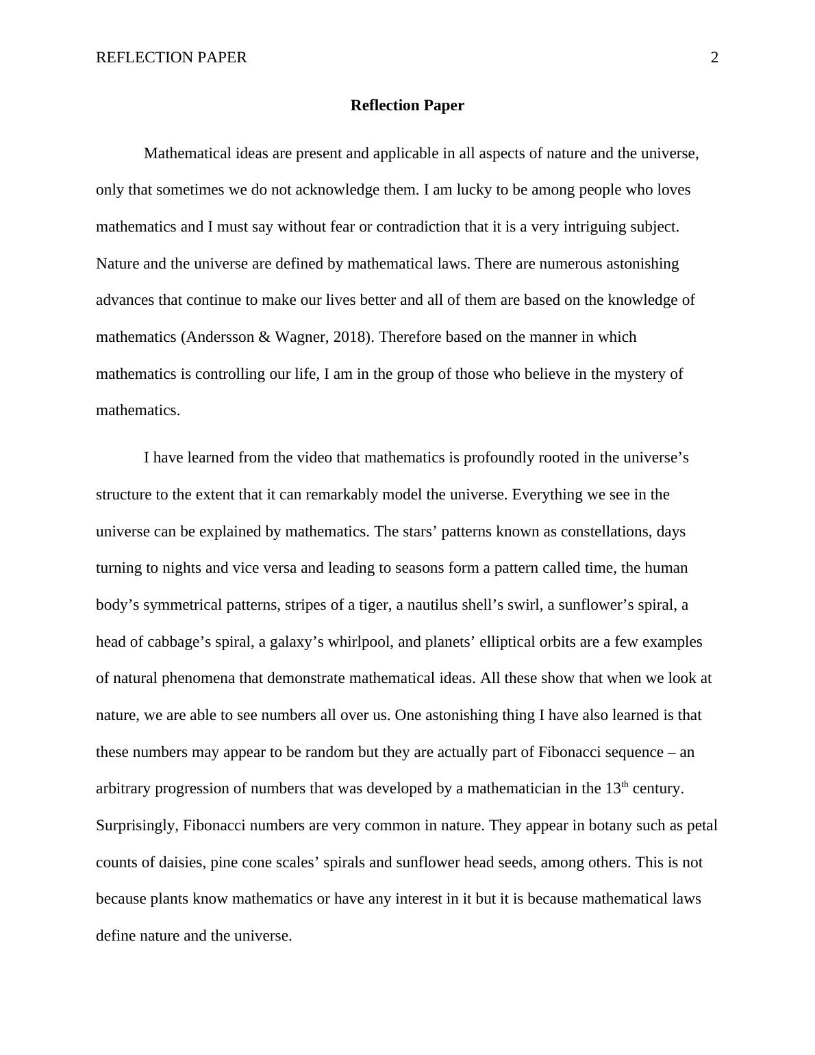 Reflection: The Mystery of Mathematics and Universe