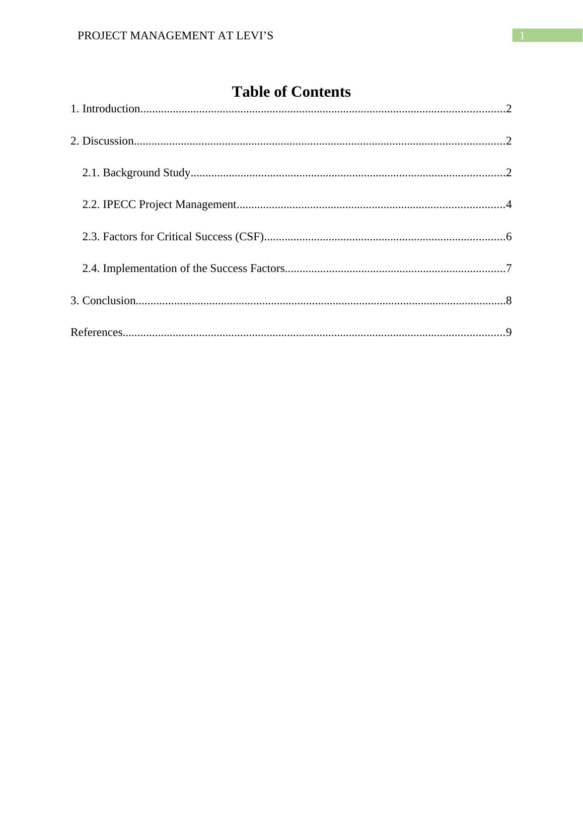 Project Management: Levi's Jeans Failure to Success - MBA642