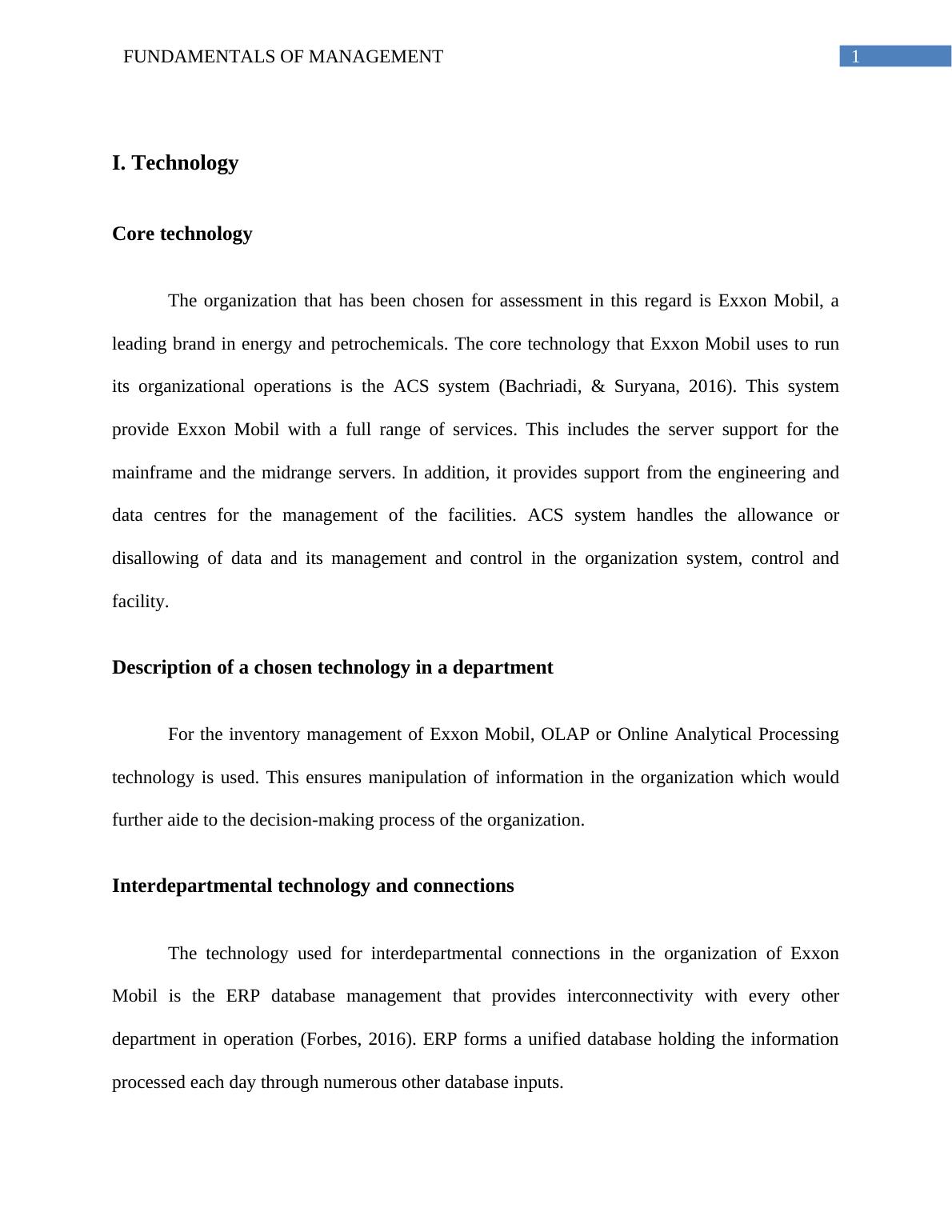 University Report: Exxon Mobil Management Analysis