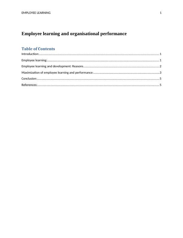 Employee Learning and Development: Performance Impact Report