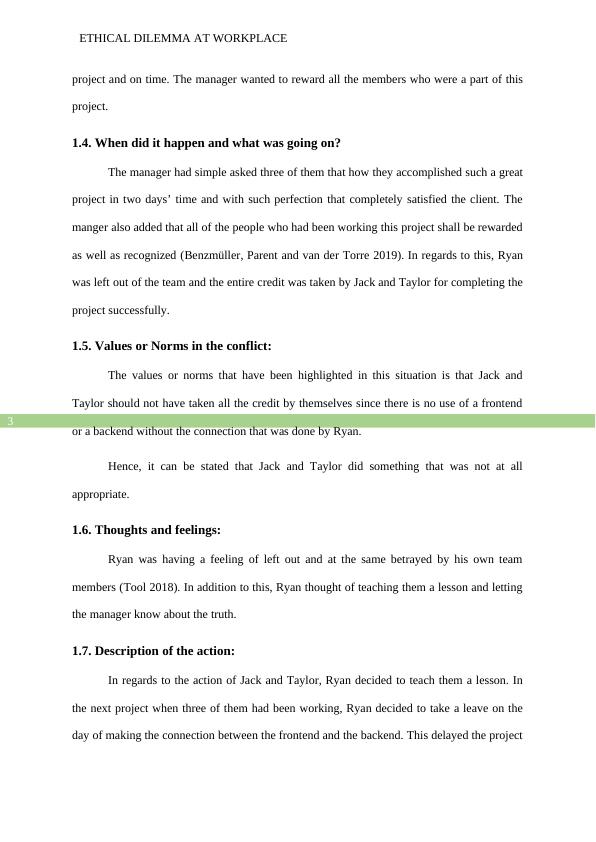 Ethical Dilemma at Workplace | Assignment