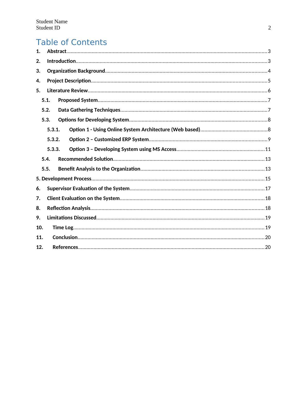 Student Name Student ID.