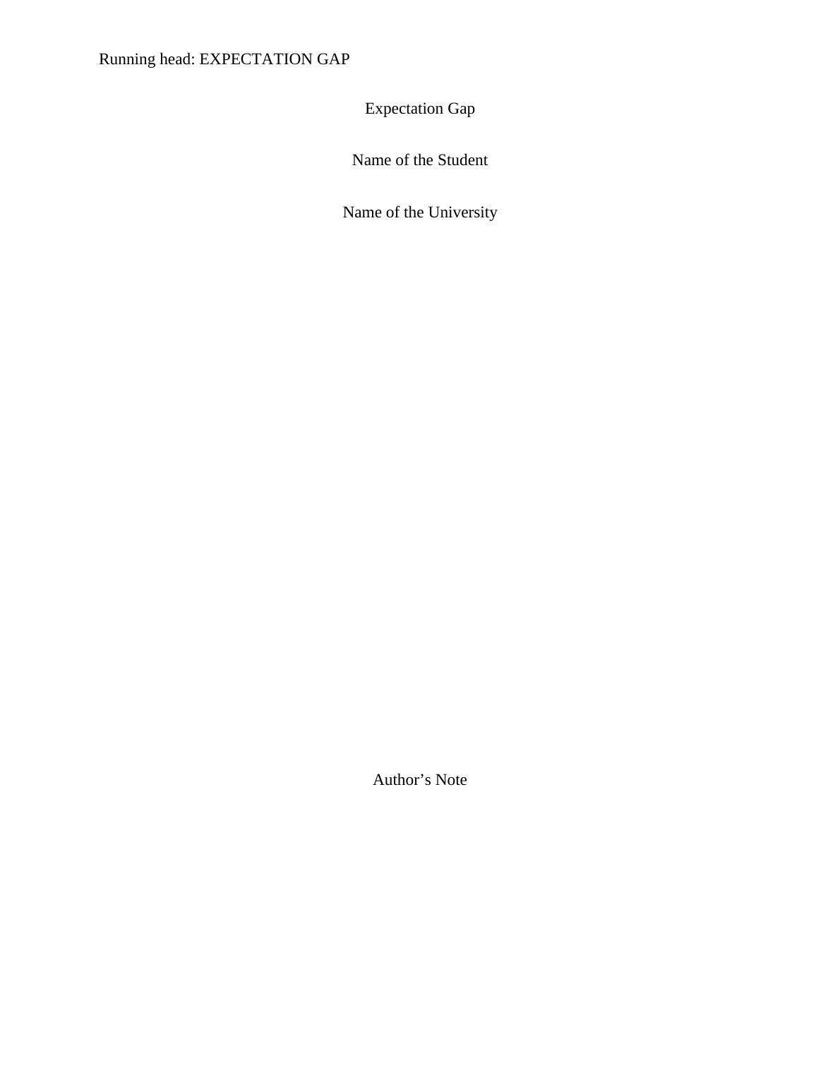 Implication of This Expectation Gap on Three Parties Which Are Client ...