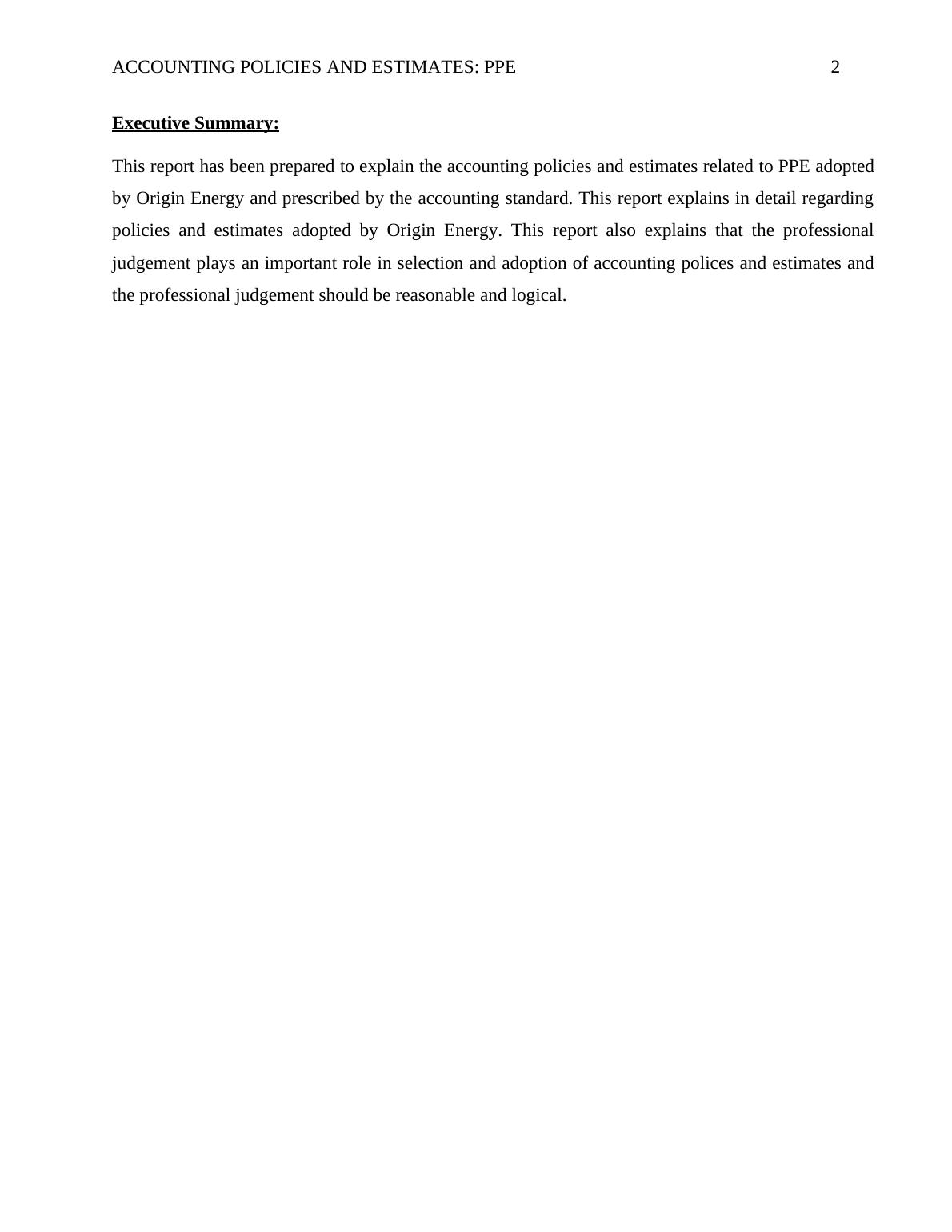 Origin Energy PPE Accounting Policies and Estimates