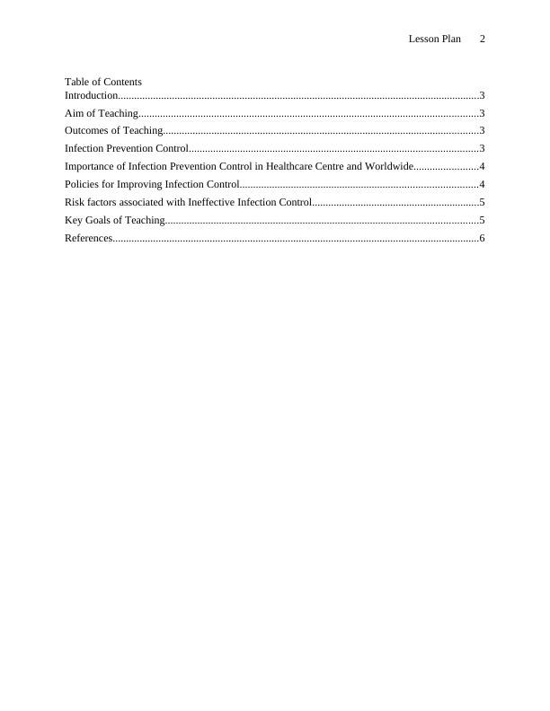 Infection Prevention Control: Lesson Plan & Healthcare