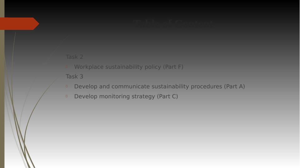 Policy & Procedures for Workplace Sustainability Report