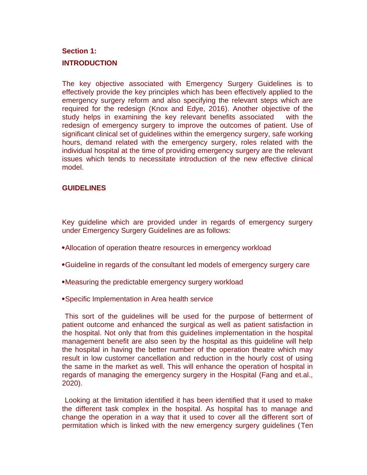 Emergency Surgery Guidelines: Redesign and Clinical Practice