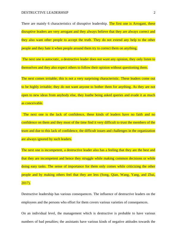 What is a Destructive Leadership