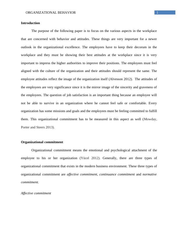 Analyzing Employee Attitudes and Organizational Commitment