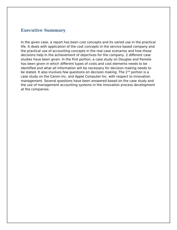 Hi5017 Managerial Accounting Case Study And Analysis