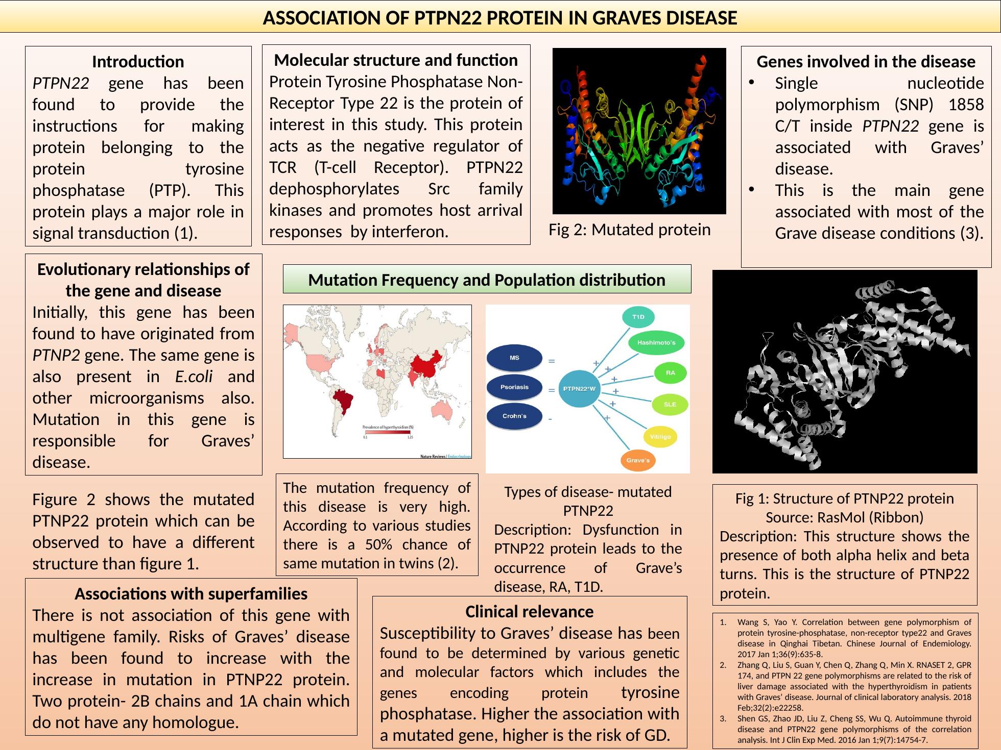 Graves' Disease: Genetic Analysis of PTPN22 Protein