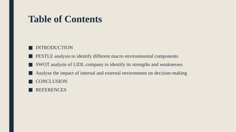 Business and Environment: LIDL's PESTLE, SWOT, and Decisions