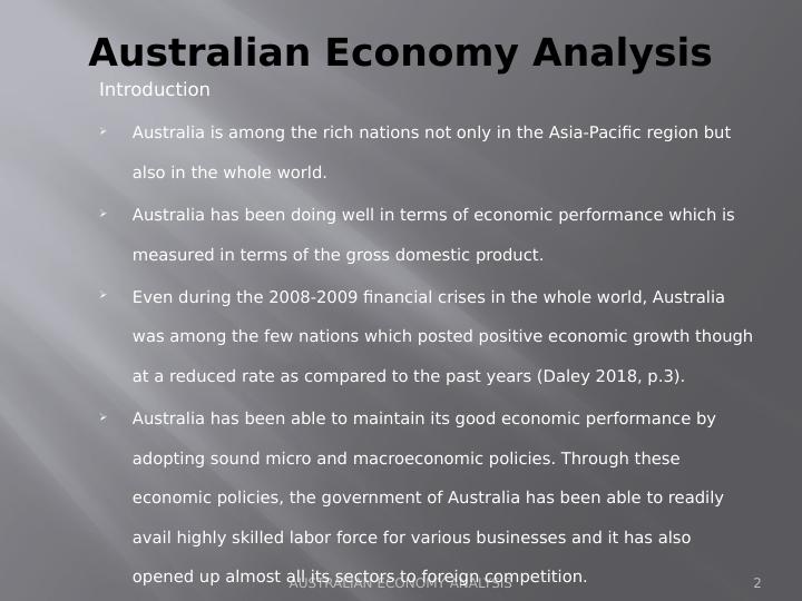 Analysis of the Australian Economy