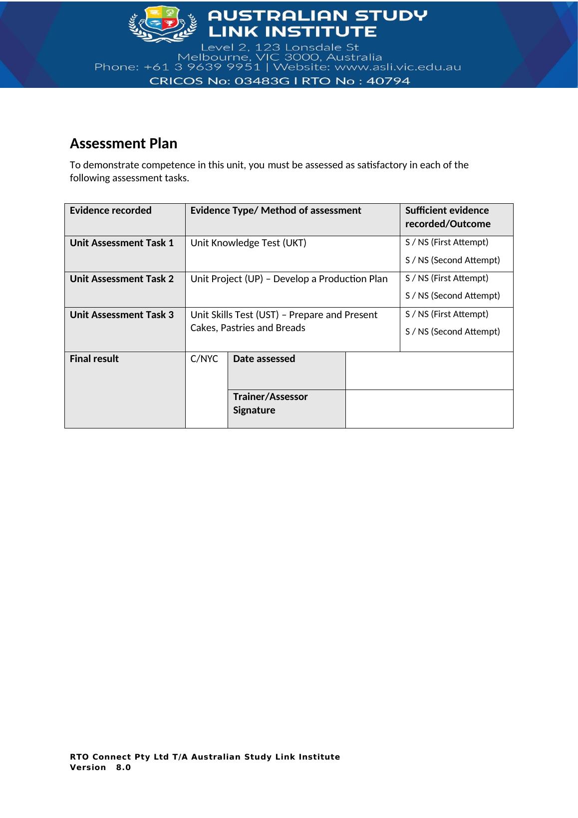 Prepare and Present Cakes, Pastries and Breads Assessment 2022