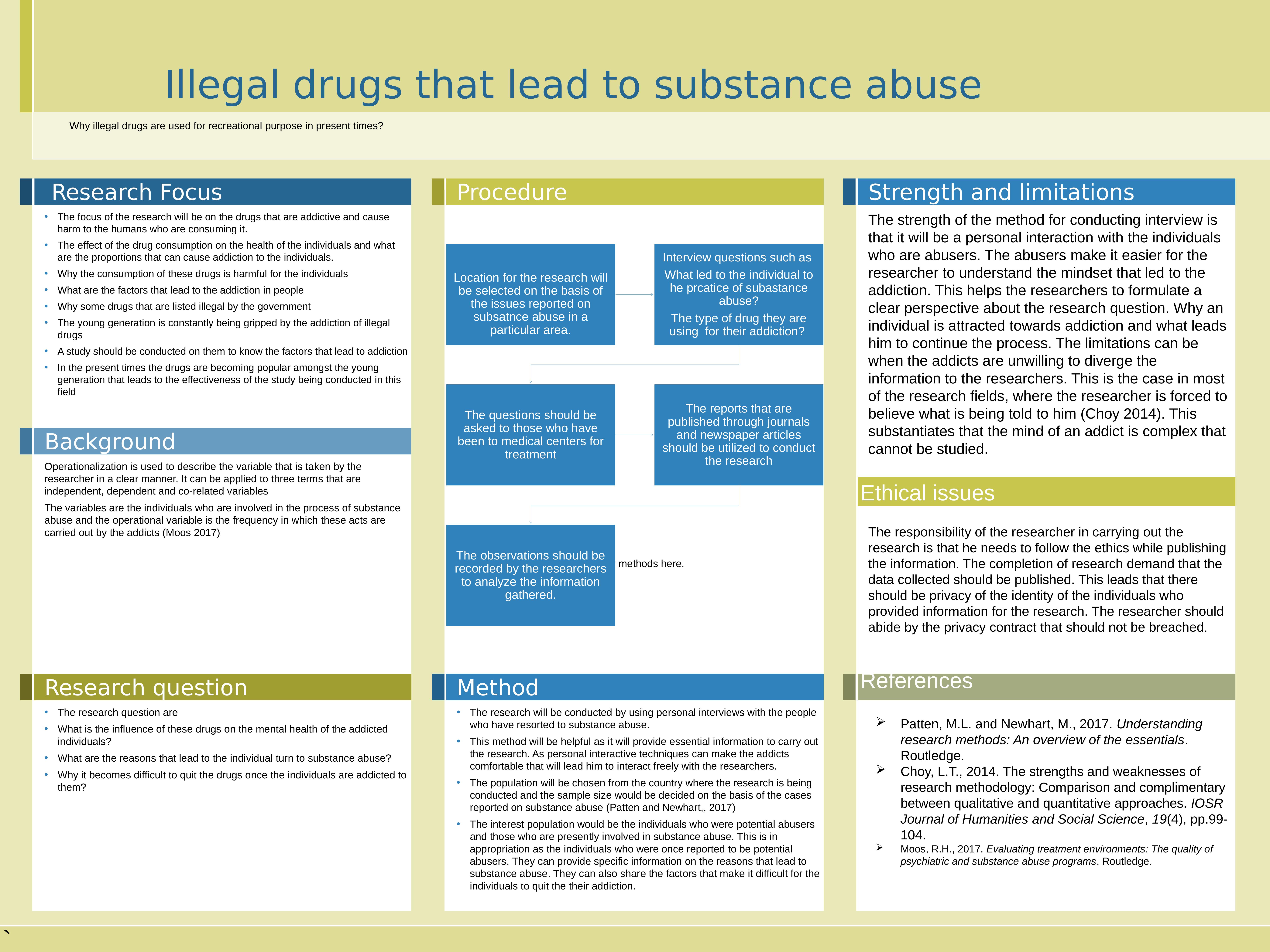 Illegal Drugs and Substance Abuse: Research Focus, Method, and Ethical ...