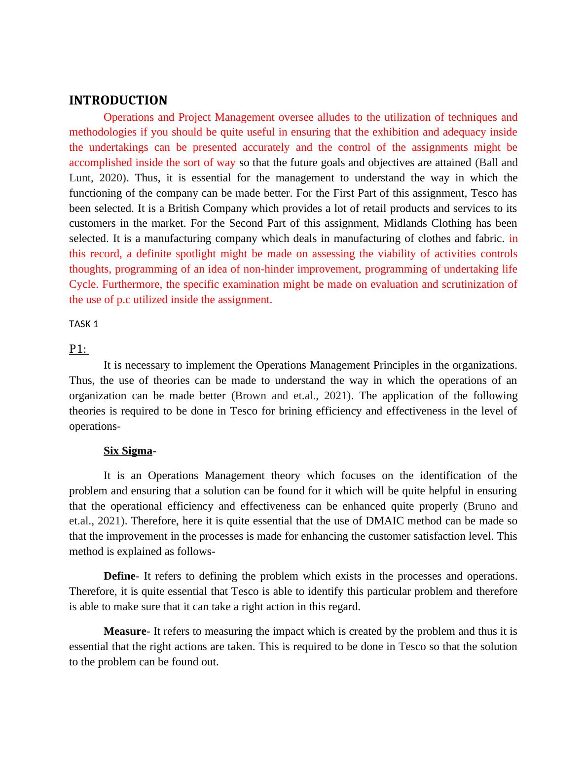 Operations and Project Management | Desklib