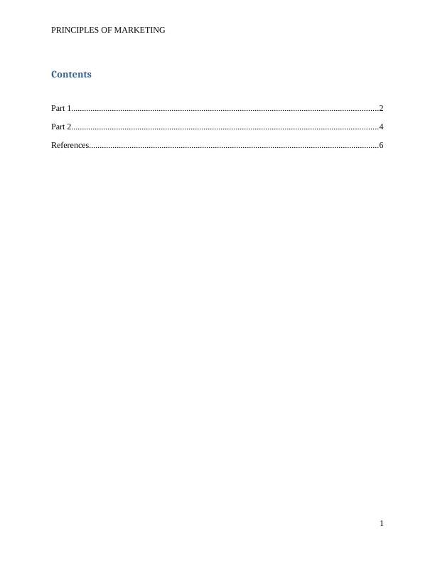 Principles of Marketing - Desklib